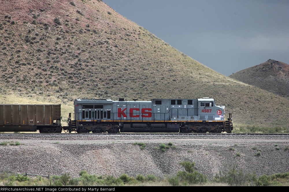 KCS 4587 as a PU on a BNSF Powder River NB Empty Coal Train Near Antelope Mine